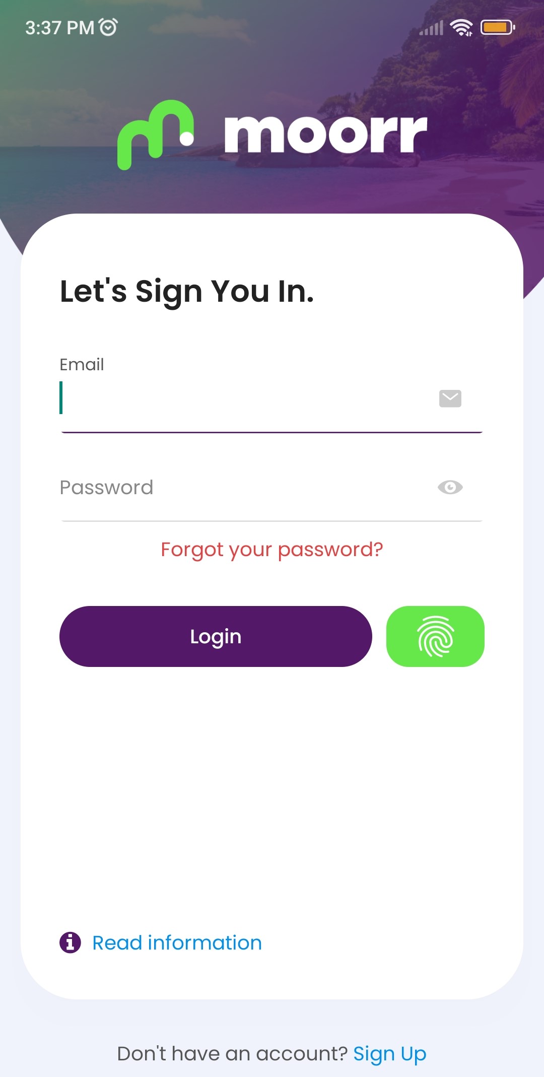How to log in to your Moorr account using your mobile app.