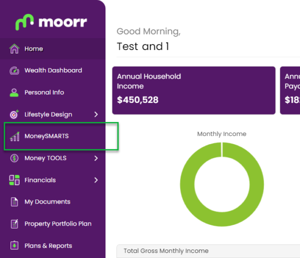How to get to MoneySMARTS page on Moorr